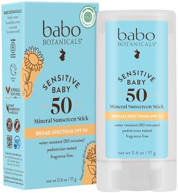Babo Botanicals Sensitive Baby Mineral Sunscreen Stick SPF 50-70% ...