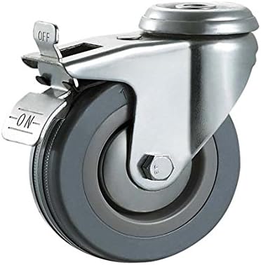 100mm Non Marking Grey Rubber Castors (Braked) – Bolt Hole Fitting ...