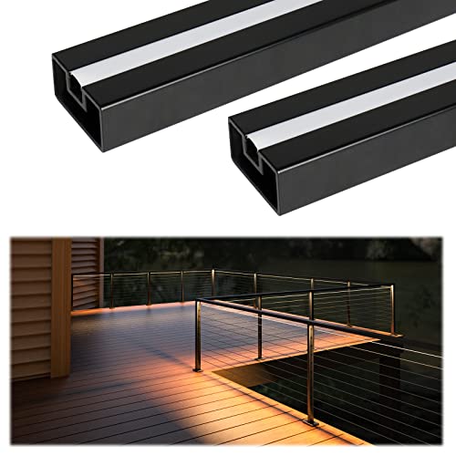 Muzata 2Pack 6' 6" LED Handrail Aluminum Handrail Black Powder Coated ...