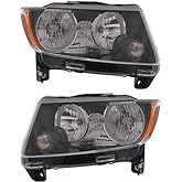 Amazon.com: Evan Fischer Driver Side Headlight for Jeep Compass 2013-2017 Halogen With bulb(s ...