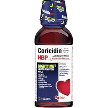 Amazon.com : Coricidin HBP Nighttime Multi-Symptom Cold Liquid Cherry ...