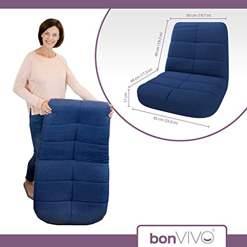 bonVIVO Easy Lounge Floor Chair w/Back Support - Adjustable, Padded Folding Seat for Gaming ...
