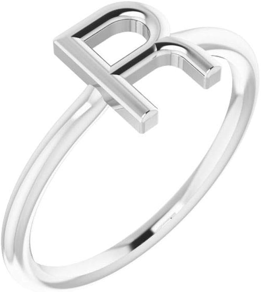 Amazon.com: Solid 925 Sterling Silver Alphabet Initial Letter R Ring ...