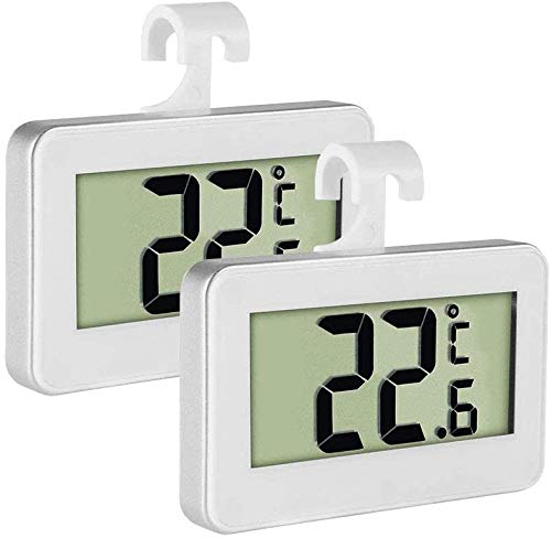 Digital Thermometer Fridge Thermometer, Pack of 2 LCD Digital Fridge Freezer Thermometer Guage ...