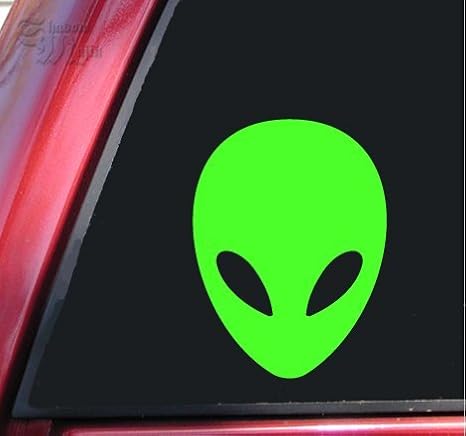 Alien Head Sci-Fi Lime Green Vinyl Decal Sticker: Amazon.co.uk: Car ...