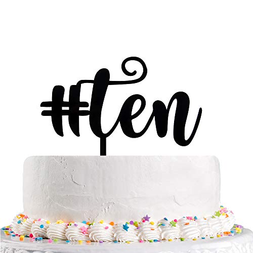 Ten Cake Topper Happy 10th Birthday -Wedding Anniversary - Hello 10 ...