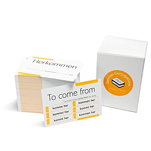 200 German Verb Conjugation Present Tense Flash Cards - Full Examples ...