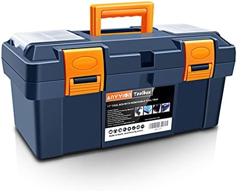 Anyyion 16.5-inch Tool Box with Removable Tray, Small Parts Box On The ...