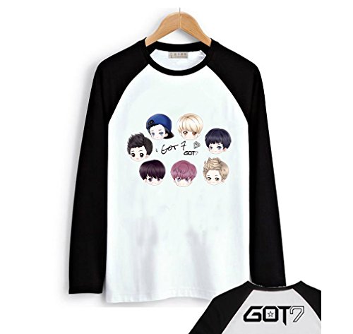 Buy Fanstown-GOT7 Black Shoulder Member Cartoon Signature Long Sleeve ...