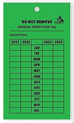 Eye Wash Inspection Tag (Pack of 25) - Monthly Inspection Cards with 4 ...