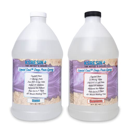 KSRESIN Liquid Cast Deep Pour Epoxy Resin 1 Gallon Kit | 0.5 in - 2 in ...