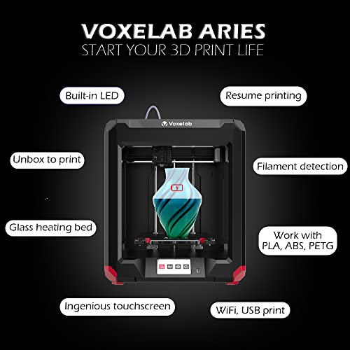 Voxelab Aries 3D Pinter, Dual Z-axis Rails & Fully Assembled Semi-auto Leveling FDM Printer with ...