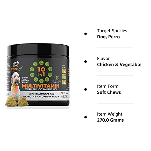 Googipet 10 in 1 Dog Multivitamin with Dog Probiotics for Gut Health, Dog Vitamins and ...