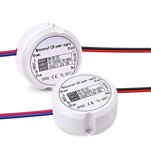 24V DC LED Driver Transformer, Lustaled 20W IP65 Waterproof 24 Volt ...