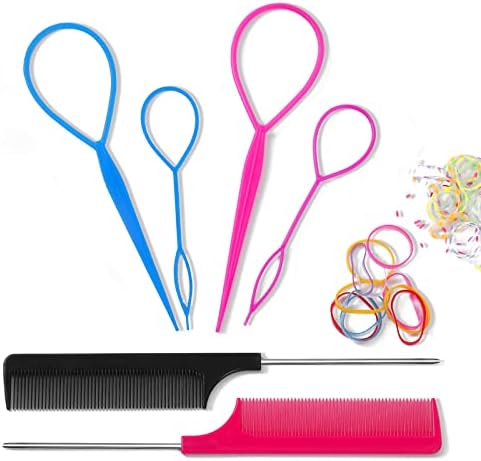 6Pcs Hair Loop Tool Set with 4 Hair Tail Tools French Braid Tool Loop 2 ...