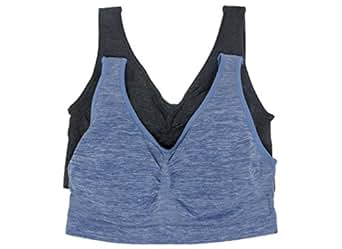 kathy ireland Women's Two Pack Comfort Sports Bras with Space Dye ...