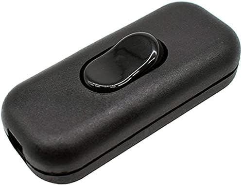 INLINE On/Off ROCKER LIGHT SWITCH, 2A, 250V BLACK CORD SWITCH FOR HOME ...
