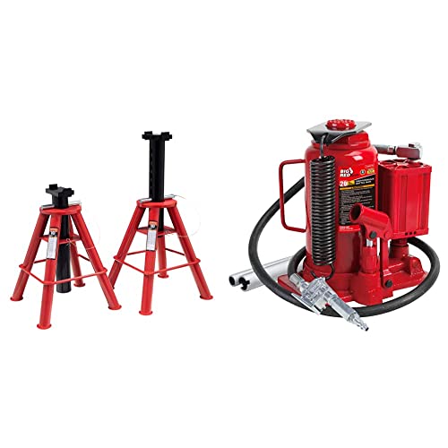 Sunex 1310 10-Ton Medium Height Pin Type Jack Stands, Pair & Big RED ...