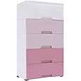 Amazon.com: Plastic Drawers Storage Cart Mobile Cabinet with Casters, 5 ...