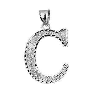 Amazon.com: 925 Sterling Silver Initial Letter C Charm Pendant, 1.25 ...
