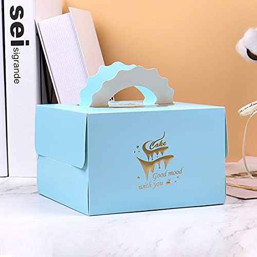 Blue Disposable Cake Boxes with Window, 6x6x4 Inch Tier Tall Cakes Box ...
