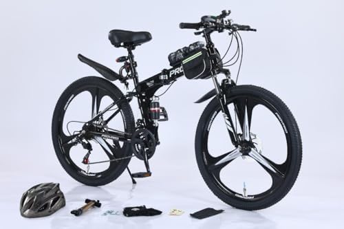 Steel Folding Bike Pro Yard Aluminum Cycle Hybrid Sport Bike (Black ...