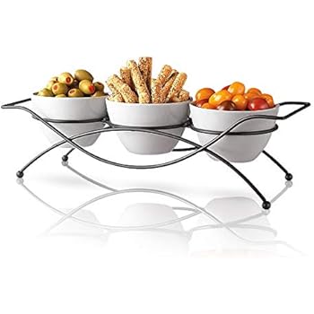 Amazon.com | Food Serving Bowl Set: 3 Tier Metal Display Stand with 3 ...