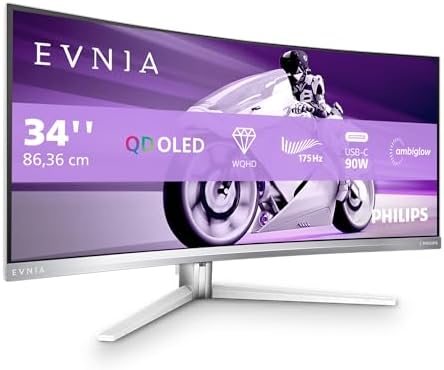 PHILIPS 34 inch Evnia Curved Gaming Monitor, 34M2C8600, QD OLED, 175Hz ...