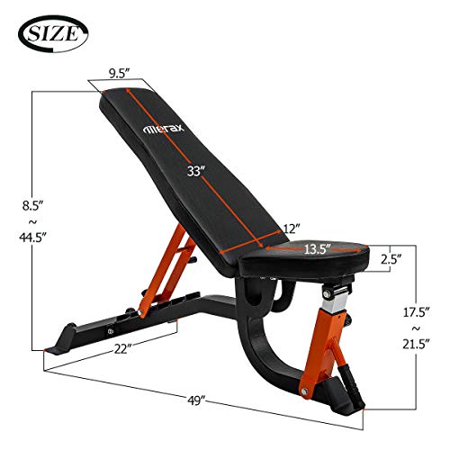 Merax Adjustable Weight Bench - 6 Position Incline Decline Utility Bench with High Density Foam ...