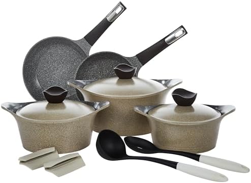 Neoflam,Aeni,Cooking Set,Warm Marble,Xa10(24-20-18).Wm,10Pieces,+(2 ...