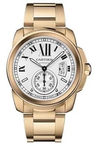 Cartier Calibre de Cartier Silver Dial 18K Rose Gold Automatic Mens Watch W7100018 by Cartier at ...