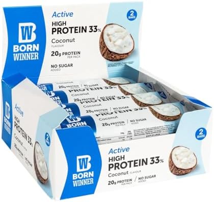 سعر Born Winner Protein bar ACTIVE - COCONUT 12x60g NO SUGAR ADDED HAS 20g OF PROTEIN GLUTEN ...