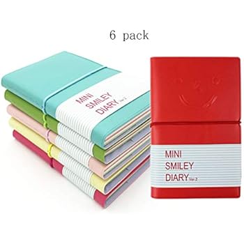 Amazon.com : Ipienlee Small Diary Pocket Notebook, PU Leather Smiley ...