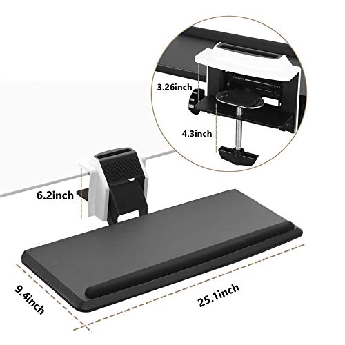 Saemoza Adjustable Keyboard Tray, Sturdy C Clamp Mount System ...
