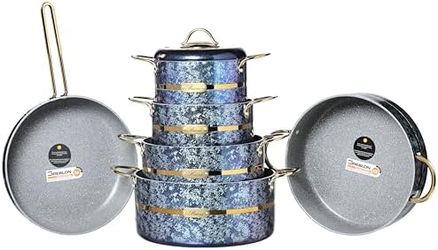 Brioni SELECTION Natural Granite Cookware Set - 10 PCs (4 Pots 18/20/24 ...