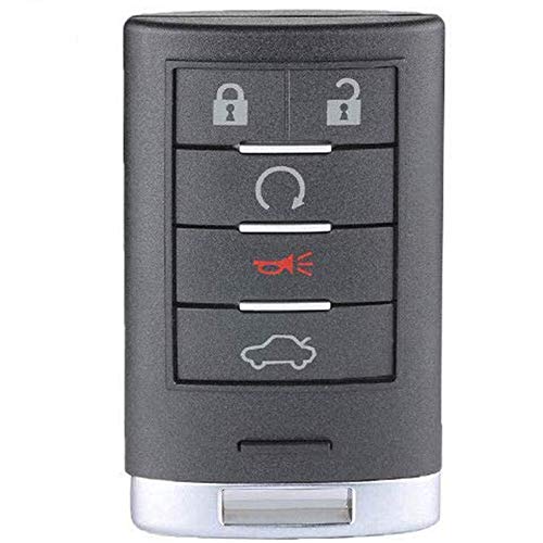 Keyecu Replacement Smart Remote Key Fob 5 Button for Cadillac STS CTS ...