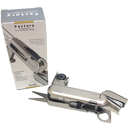 Compact 8 Function Office Desk Tool Stapler Led Compass Scissors ...