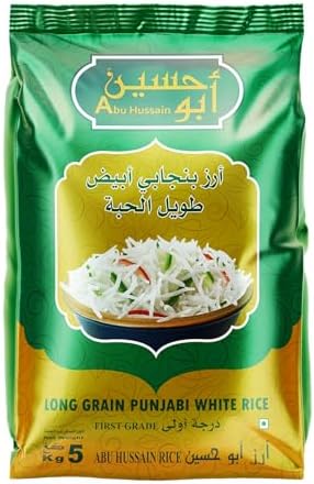 سعر Abu Hussain First Grade Pakstani Long Grain White Basmati Rice 5 kg ...