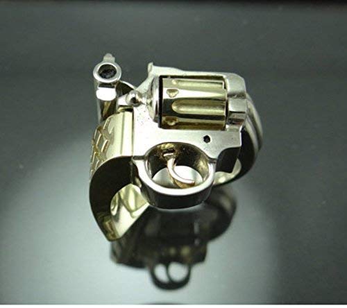 Amazon.com: Gun Ring - 14K Two Tone Gold Men's Revolver Ring - Handmade ...