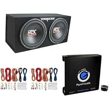 Amazon.com: MTX TNE212D 12" 1200W Dual Loaded Car Subwoofers + Box + Planet 1500W Amp + Kit: Car ...