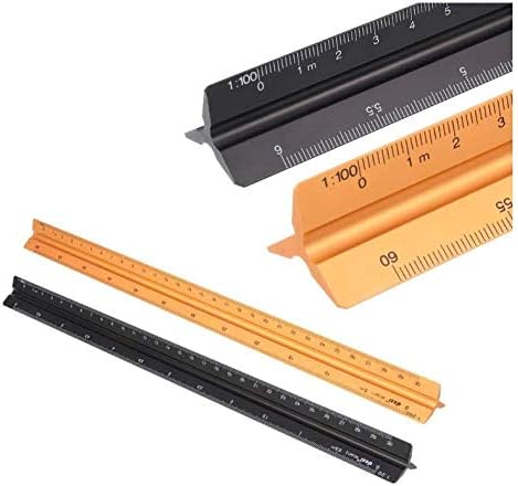 2Pcs Metal Scale Ruler Aluminium Triangular Ruler, 32cm Drafting Ruler ...