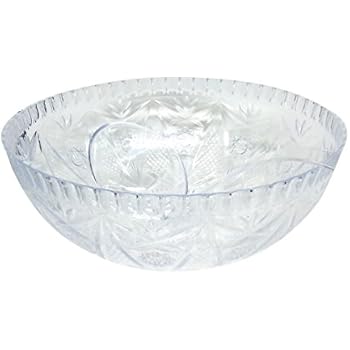 Amazon.com | Crystal-Cut Plastic Punch Bowl and Ladle Set For Weddings ...