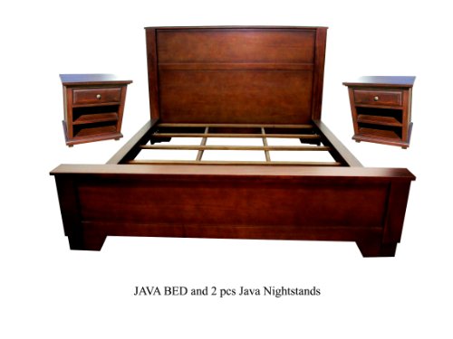 D-ART COLLECTION Queen Java Bed and Nightstands, Set of 3