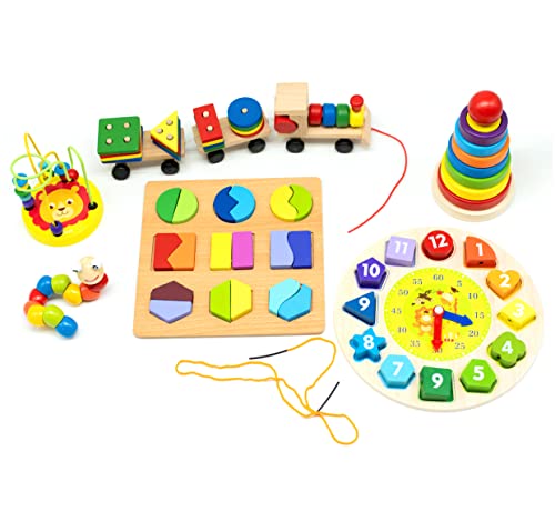 LMC Products Variety Toy Pack of 6 Wooden Toys - Montessori Toys for ...