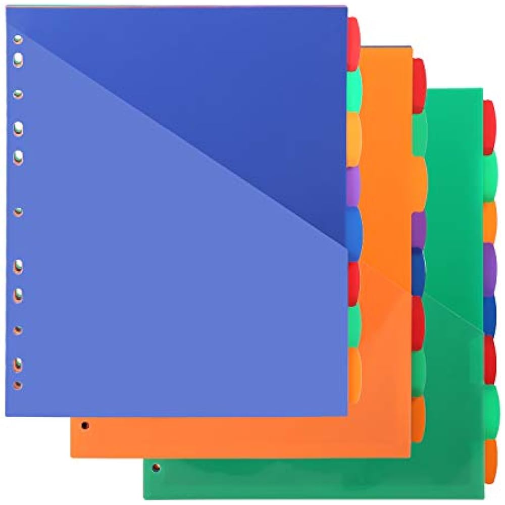 Binder Dividers Index With Front Pocket 8 Tab Set Pack Of 3 Sets 