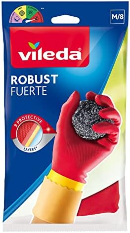Vileda Robust (Protection) Rubber Gloves M, Reusable, Comfort Plus ...