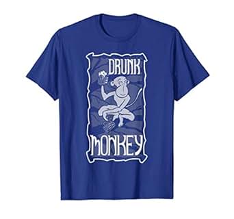 Amazon.com: Drunk Monkey White Print T-Shirt: Clothing