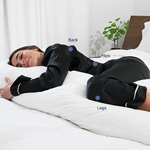 ACCURATEX Full Body Pillow for Adults - Hybrid Shredded Memory Foam Firm Body Pillow with Soft ...
