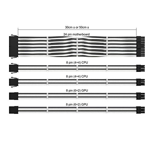 LINKUP - PSU Cable Extension Sleeved Custom Mod GPU PC Braided w/Comb ...