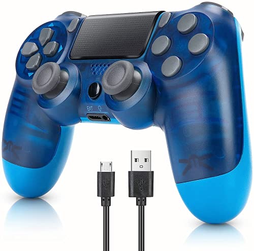 AUGEX Transparent Blue PS4 Controller Compatible with Playstation 4 ...